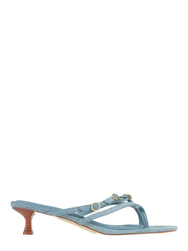 Rag & Bone Denim Thong Sandals With Kitten Heel - Blue