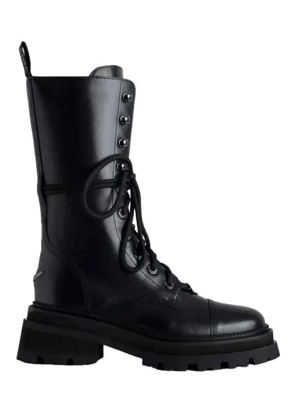 Zadig&Voltaire Lace-up Lug Sole Boots - Black