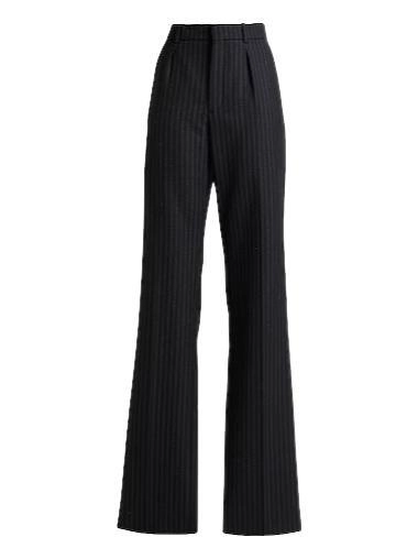 Saint Laurent High-waisted Pinstriped Wool Trousers - Black