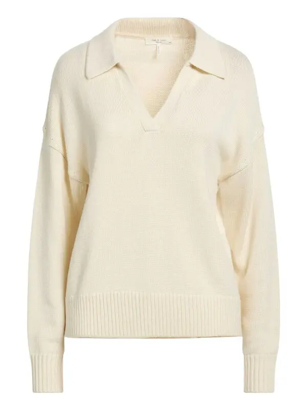 Rag & Bone V-neck Collared Long Sleeve Pullover - Nude