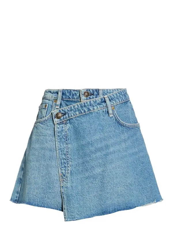 Rag & Bone Medium Wash Asymmetrical Denim Skirt - Blue