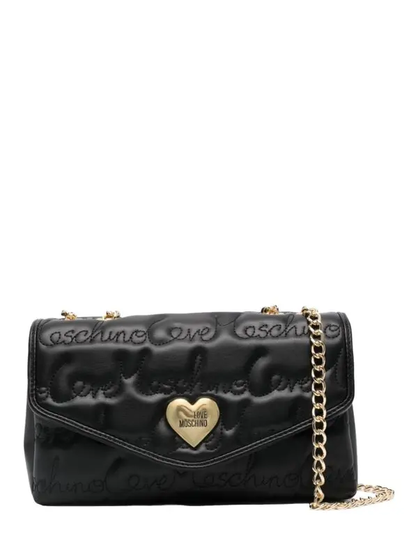 Moschino Love Logo-plaque Chain-linked Shoulder Bag - Black