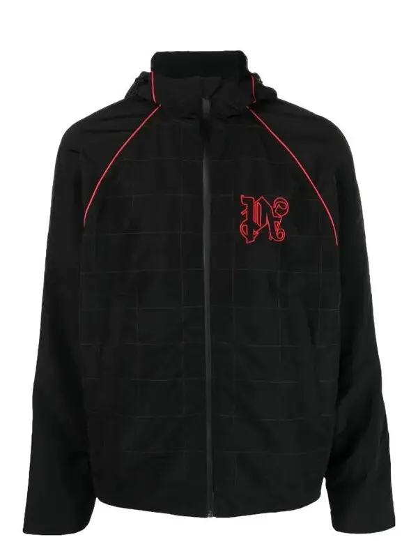 Palm Angels Logo Embroidered Shell Jacket - Black