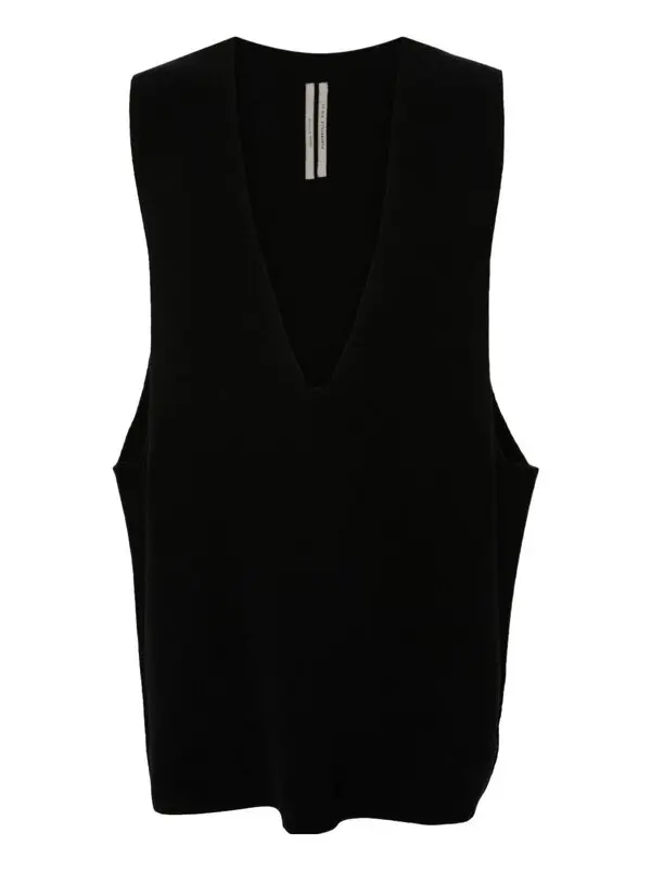 Rick Owens V-neck Fine-knit Vest - Black