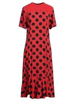 Marni Polka Dot Flared Midi Dress - Red