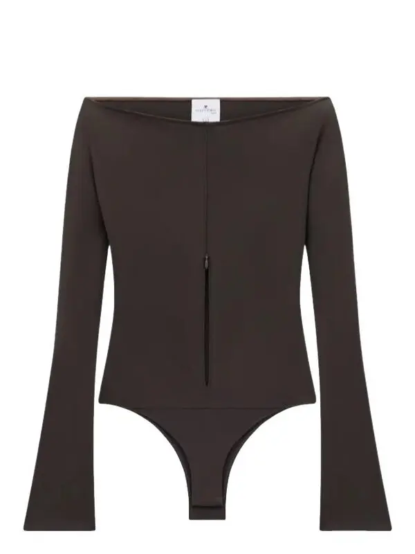 COURREGES Off-shoulder Zipped Bodysuit - Black