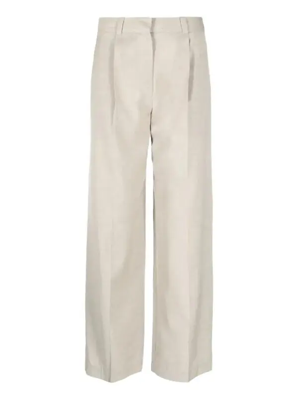 LOW CLASSIC High-waisted Pleated Wide-leg Trousers - White