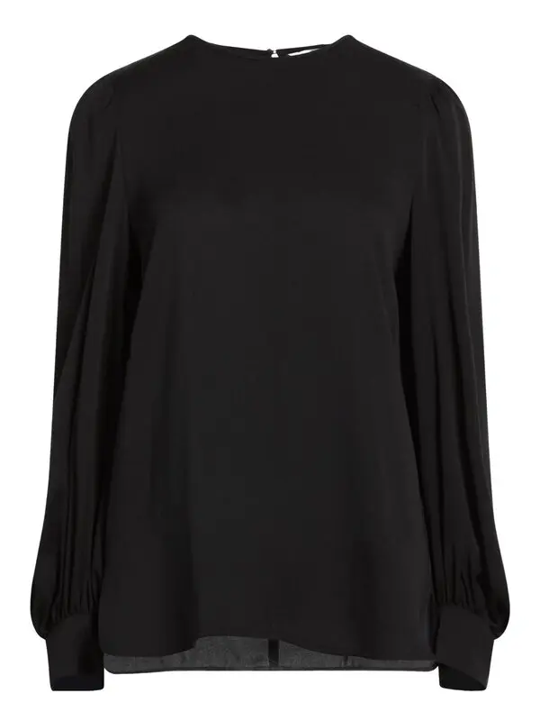 Max Mara Solid-color Satin Long-sleeved Top - Black