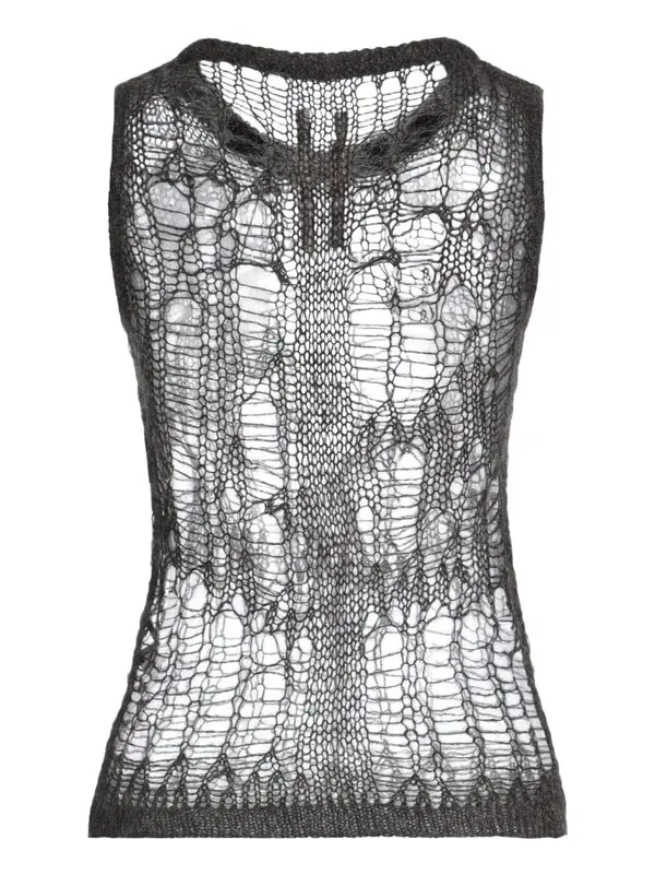 Rick Owens Sleeveless Crewneck Knit Top - Gray
