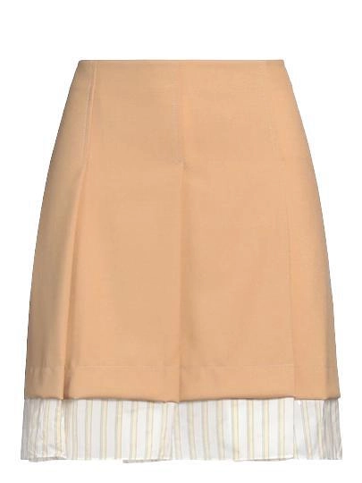 Marni Oversized Striped Pleated Wool Skirt - Nude