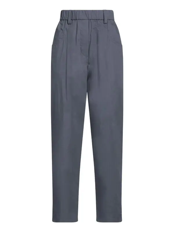 Brunello Cucinelli Tapered Poplin Trousers - Blue