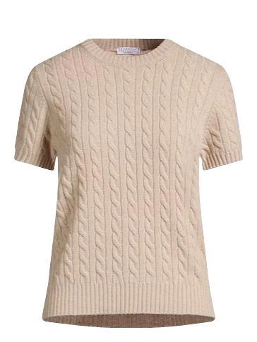 Brunello Cucinelli Crew Neck Short-sleeve Knit Top - Nude