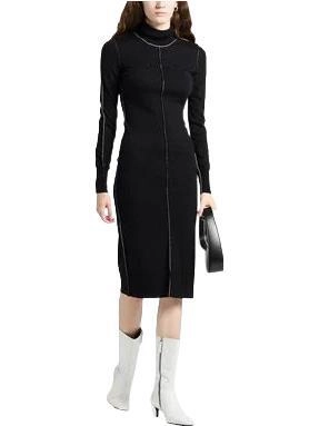 MAISON MARGIELA Knit Turtleneck Midi Dress - Black