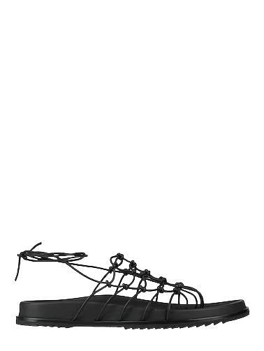 Rick Owens Leather Sandals With Tie Fastening - Black