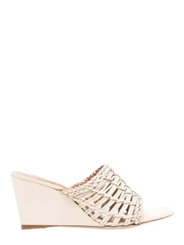 Staud Blair Woven Design Wedge Sandals - White