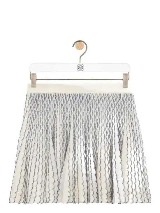 Loewe Mini Skirt In Viscose With Fan-shaped Lace Detail - White