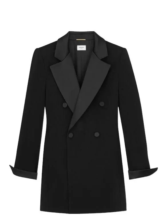 Saint Laurent Double-breasted Wool Coat - Black