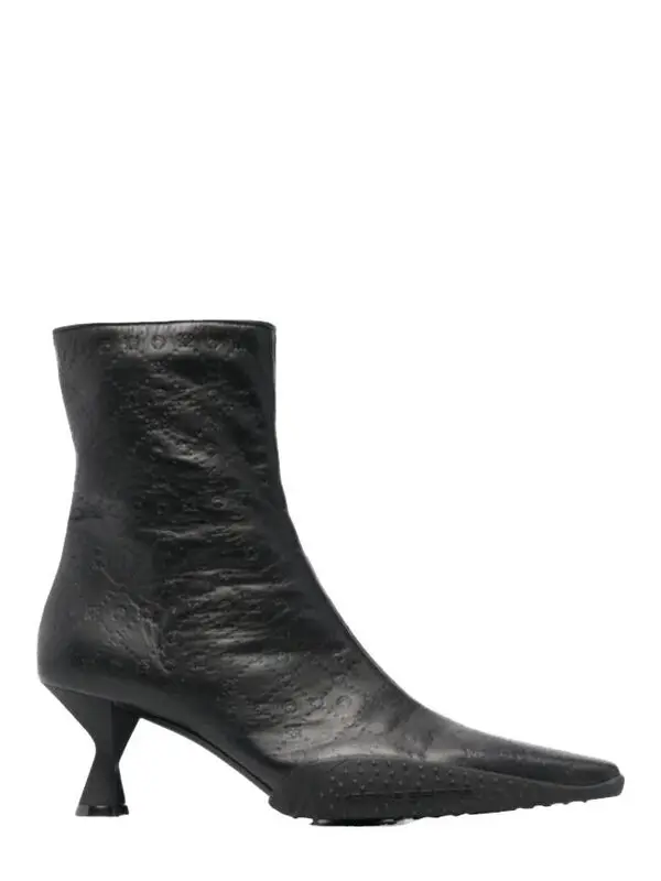 MARINE SERRE Pointed Toe Mid-heel Ankle Boots - Black
