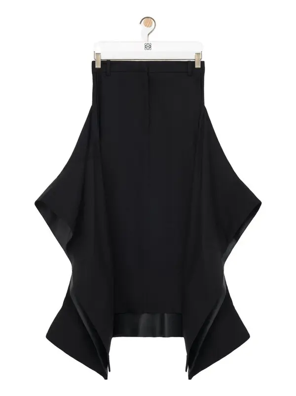 Loewe Belt Loops Leather Details Midi Skirt - Black