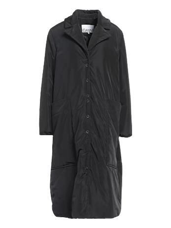 GANNI Single-breasted Long Coat - Black