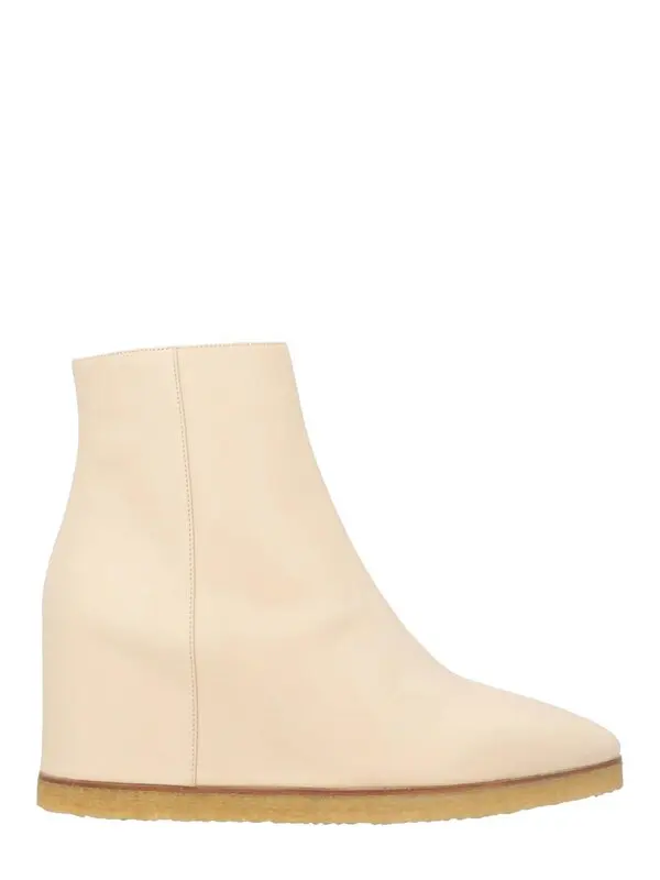 Chloé Leather Ankle Boots With Pointed Toe And Hidden Heel - Beige