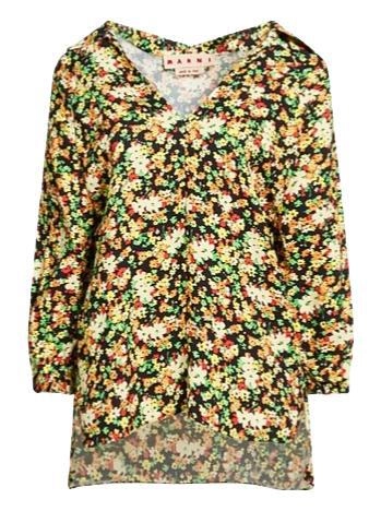 Marni Floral Print V-neck Short-sleeved Top - Black