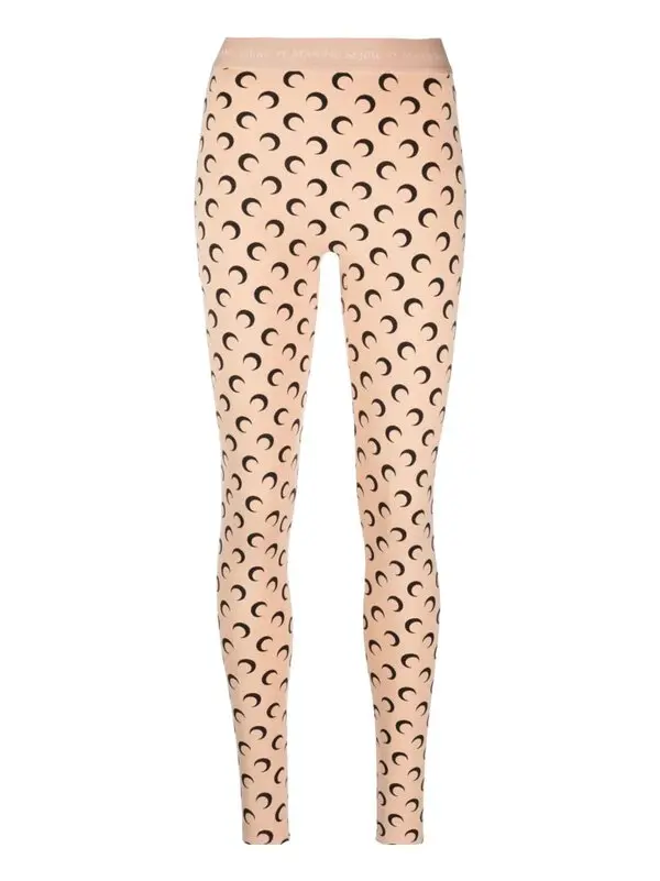 MARINE SERRE Fuseaux Moon Recycled-jersey Leggings - Nude