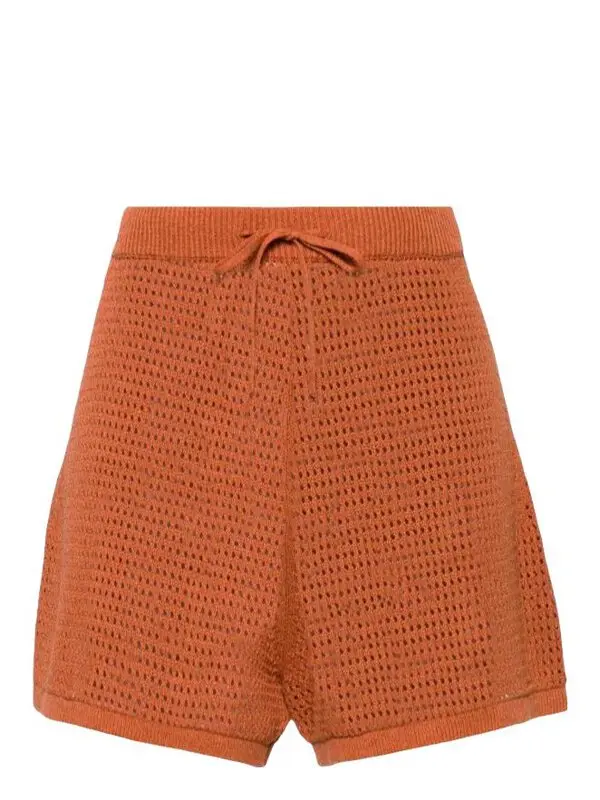 Nanushka Jael Crochet Knit Shorts - Brown