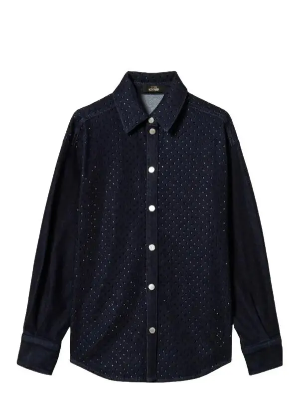 TWINSET Rhinestone-embellished Denim Shirt - Black