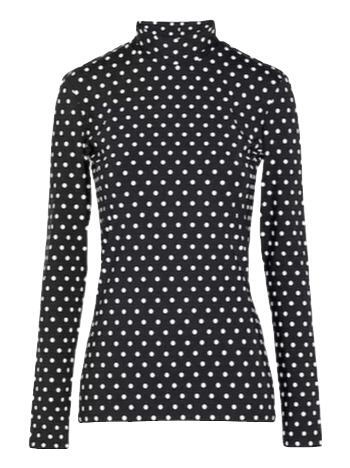 MAXCO. Polka Dot Turtleneck Top - Black