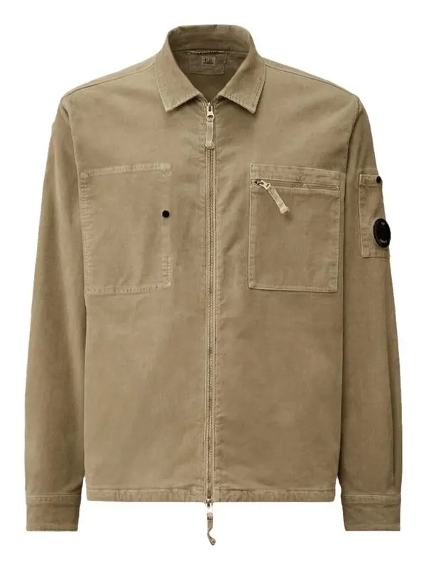 C.P. COMPANY Corduroy Lens Zipped Overshirt - Brown