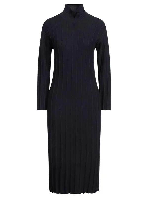 Max Mara Ribbed Knit Turtleneck Dress - Black
