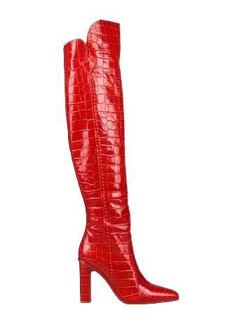 Max Mara Leather Tall Boots - Red