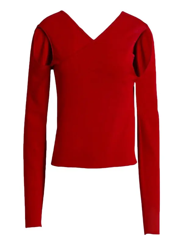 Rick Owens Long Sleeve V-neck Top - Red