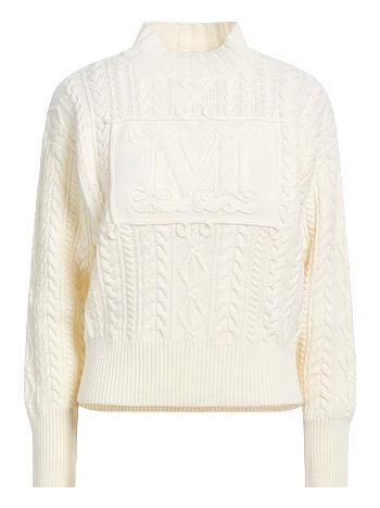 Max Mara Solid Cable Knit Mock Neck Top - White