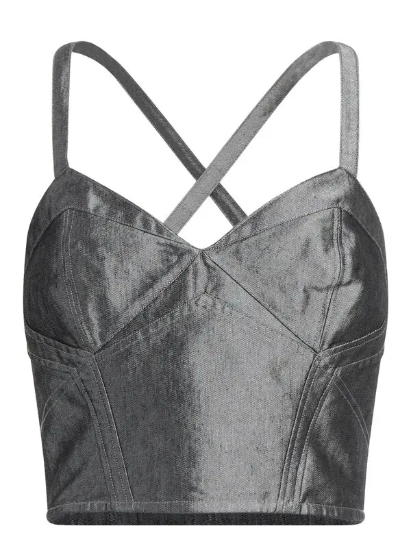 Rag & Bone Sleeveless Zip-up Denim Crop Top - Gray
