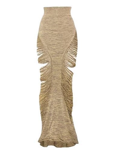 Rick Owens Metallic Knit Asymmetrical Skirt - Nude
