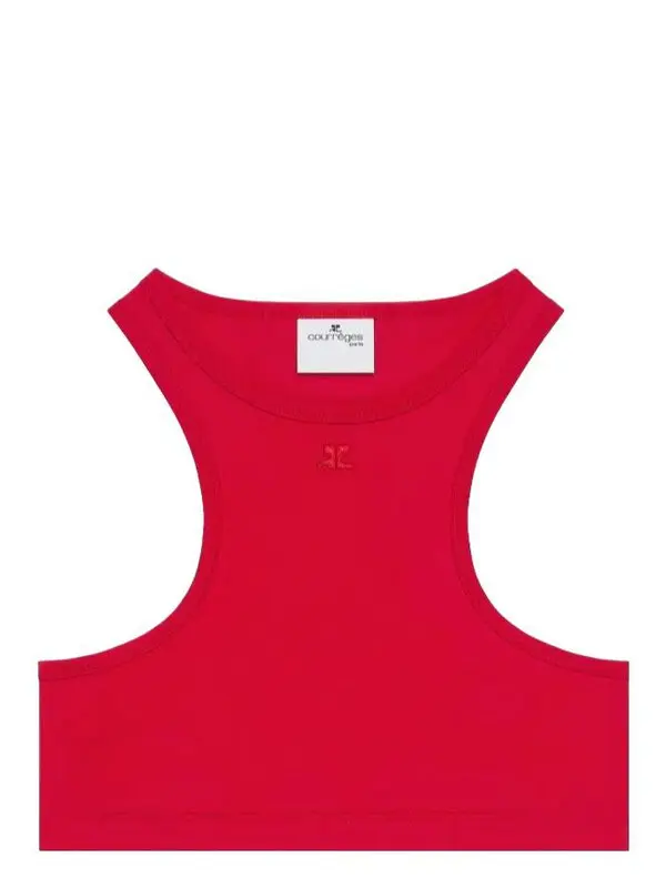 COURREGES Racerback Crop Top With Logo Detail - Red