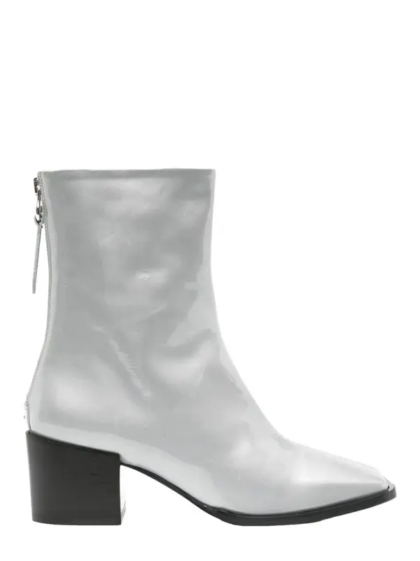 AeydĒ Amina Patent Leather Ankle Boots - Gray