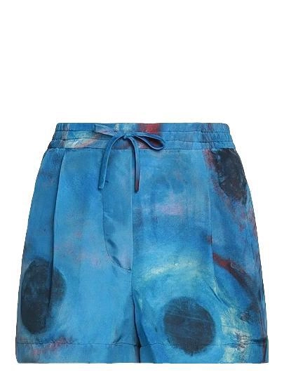 Marni High Waist Printed Satin Shorts - Blue