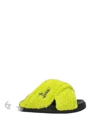 Marni Suede Terrycloth Slides - Yellow