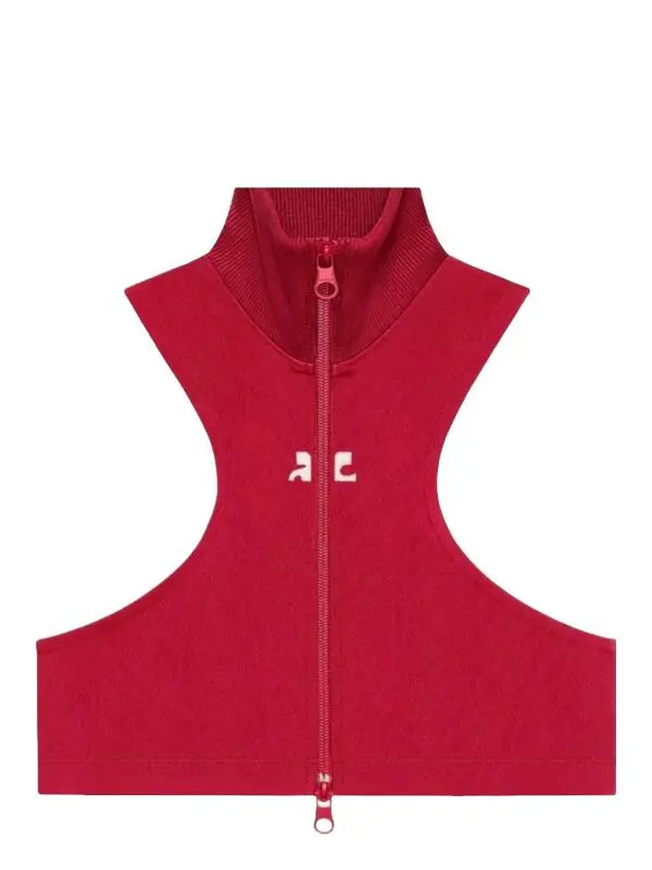COURREGES Cropped Zipped Jacket - Ruby Red