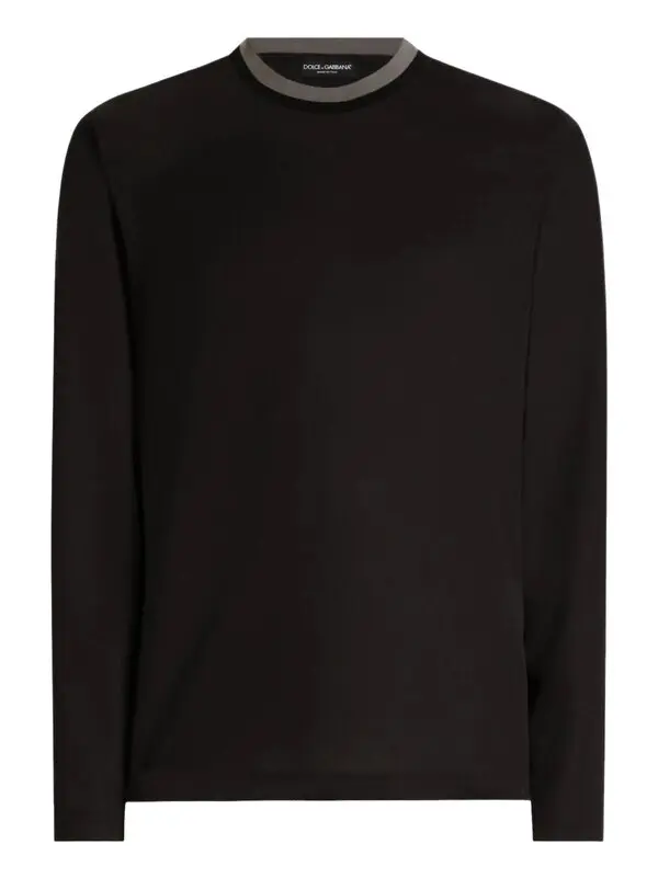Dolce & Gabbana Contrast-trim Long-sleeve T-shirt - Black