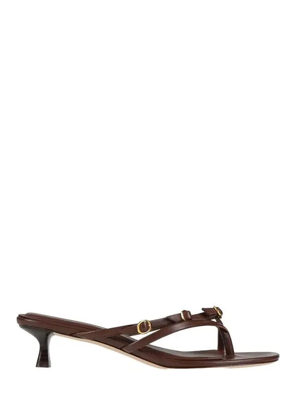 Rag & Bone Leather Thong Sandals With Kitten Heel - Brown