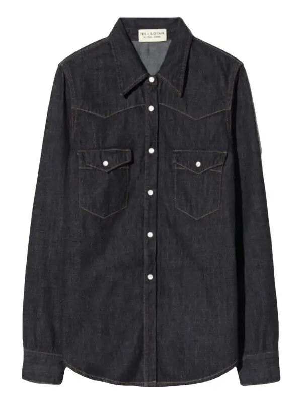 NILI LOTAN Lapel Denim Jacket - Black