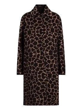 Max Mara Leopard Print Felt Coat - Black