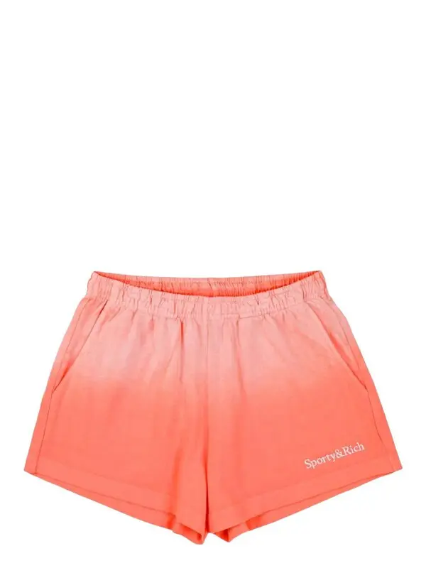 SPORTY  RICH Sporty & Rich Serif Logo Tie & Dye Shorts - Pink