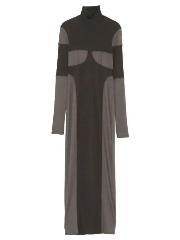 Nanushka Patchwork Maxi Dress With Roll Neck And Long Sleeves - Black