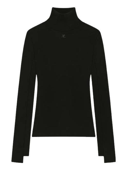 COURREGES Courrèges Interlock Mock Neck Jumper With Ac Logo - Black