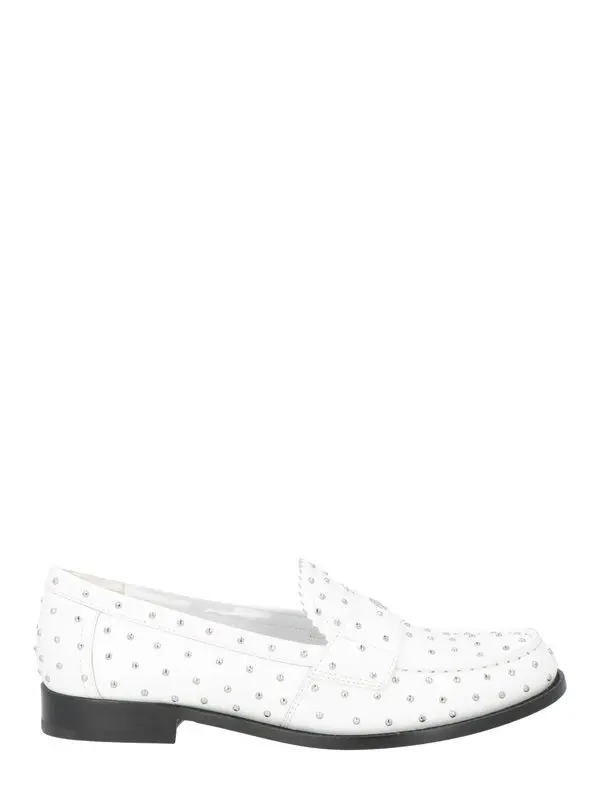 Tory Burch Embellished Leather Loafers - White